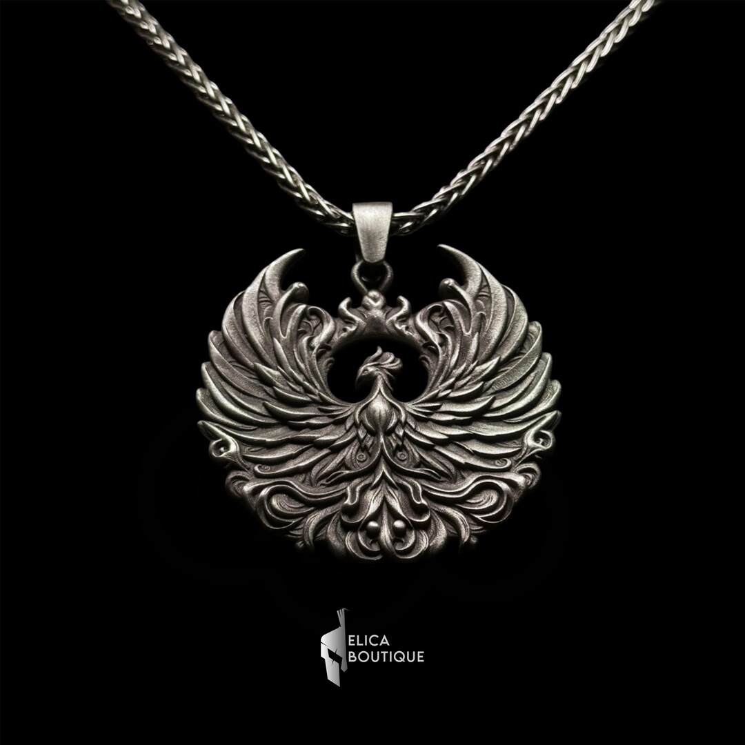 Phoenix Necklace Sterling Silver, Pendant, Statement Necklace for Goth ...