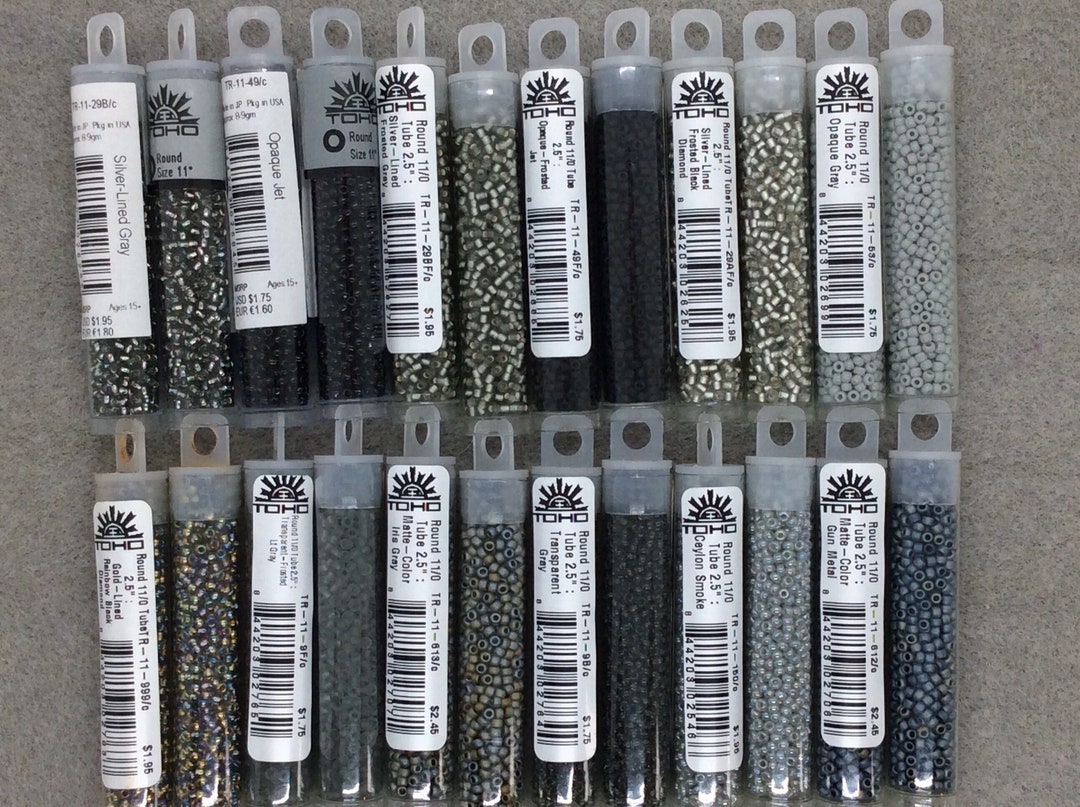 TOHO Size 11/0 Seed Beads: Black, Gray, and Frosted - Etsy