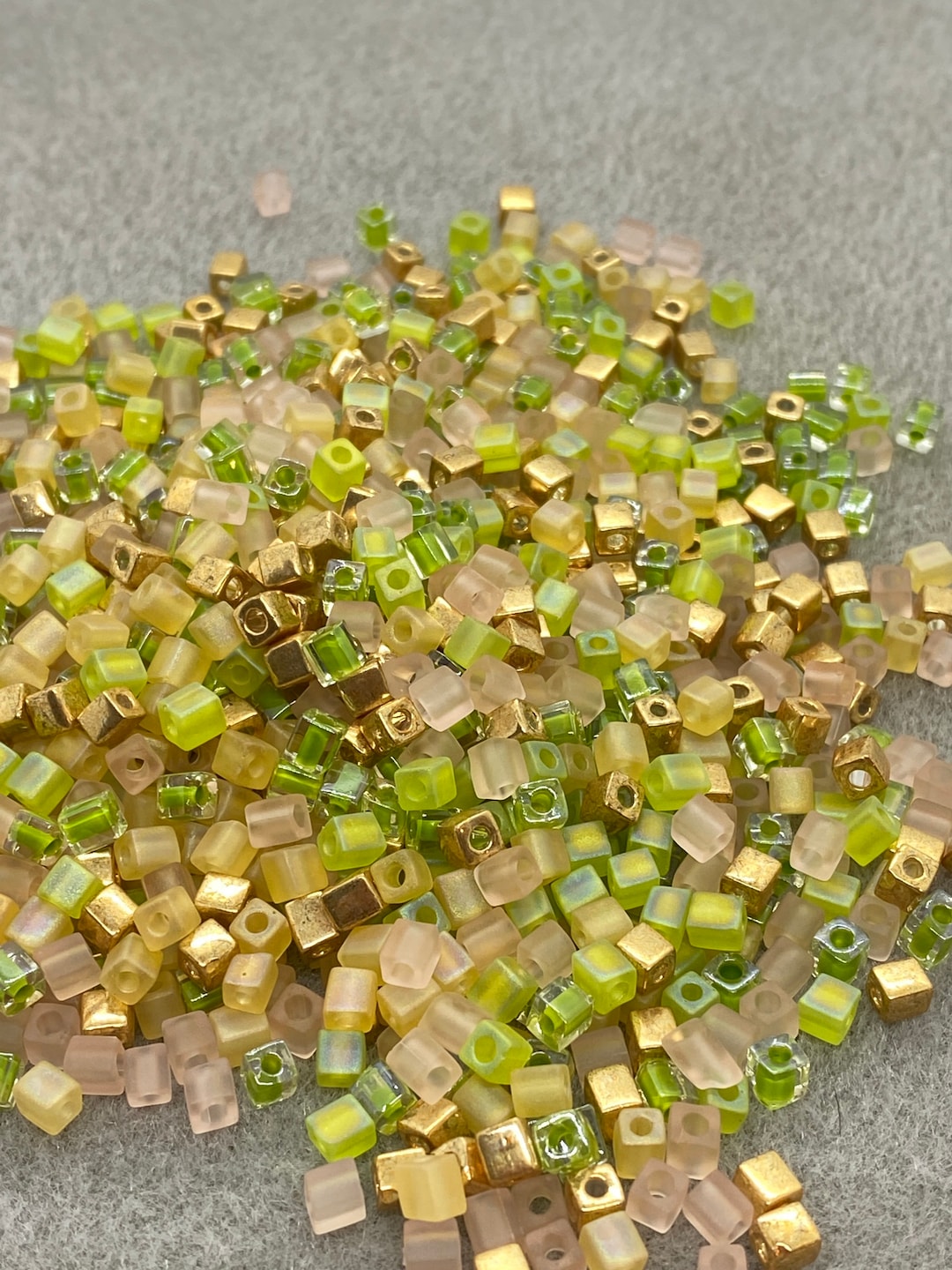 Bead Charms Miyuki Square/Cube Beads 1.8mm, 462 Metallic Gold Iris ...