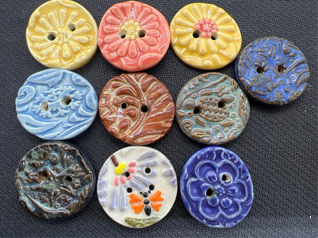 Handmade Stoneware Ceramic Buttons: Rustic Textured Artisan Button - Etsy