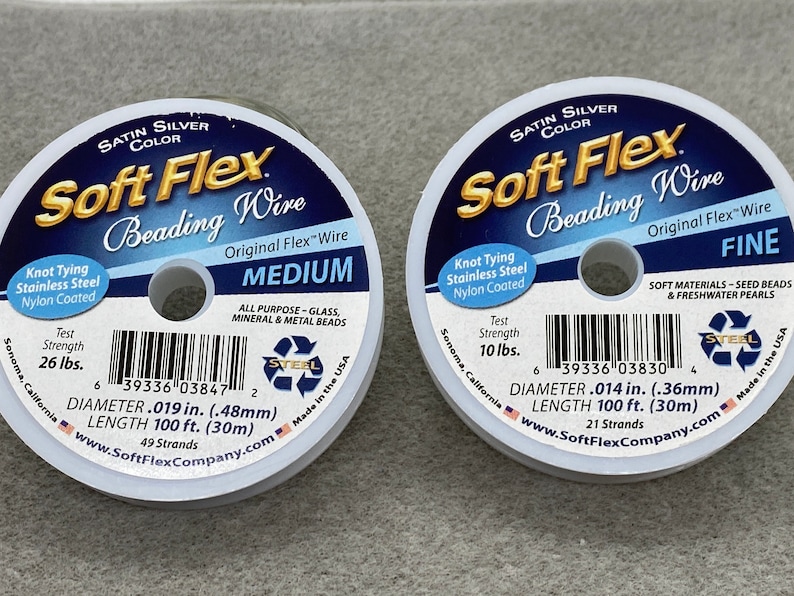 Soft Flex Beading Wire Satin Silver Fine .014 and Medium - Etsy