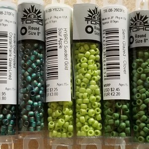 TOHO, 8/0 Seed Beads, 3mm Seed Beads, Qty 9 Grams, 350 Beads,honeydew ...