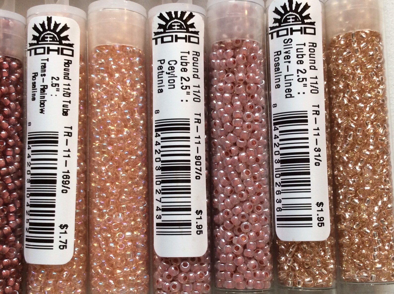 TOHO Seed Beads, Size 11/0, 2.5" Tube, Rosaline, Ceylon Petunia ...