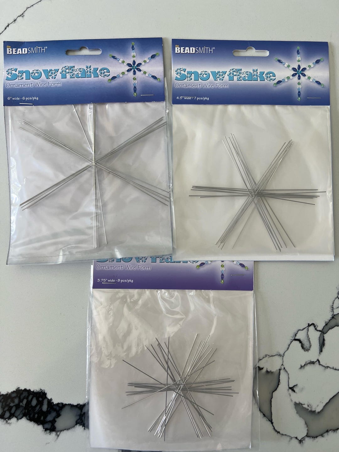 Beadsmith Wire Snowflake Ornament Form, 3 Sizes, 6",4.5",3.75 ...