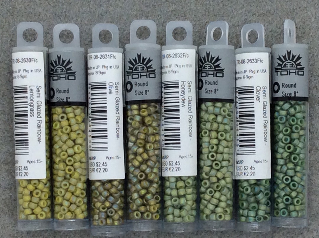 TOHO, 8/0 Seed Beads, 3mm,8 Grams, Semi Glazed Lemongrass, Mint Green ...