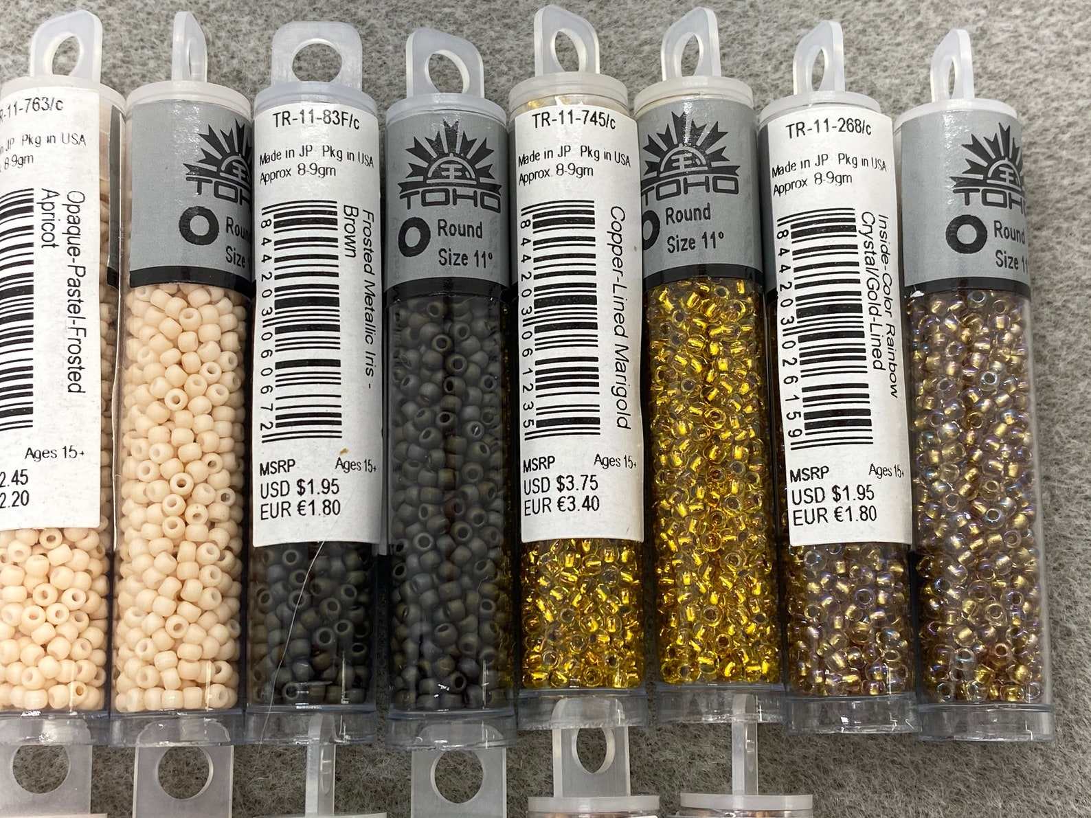 TOHO Seed Beads- 11/0 Size 2.5" Tube, Japanese Seed Beads, Lemon, Topaz ...