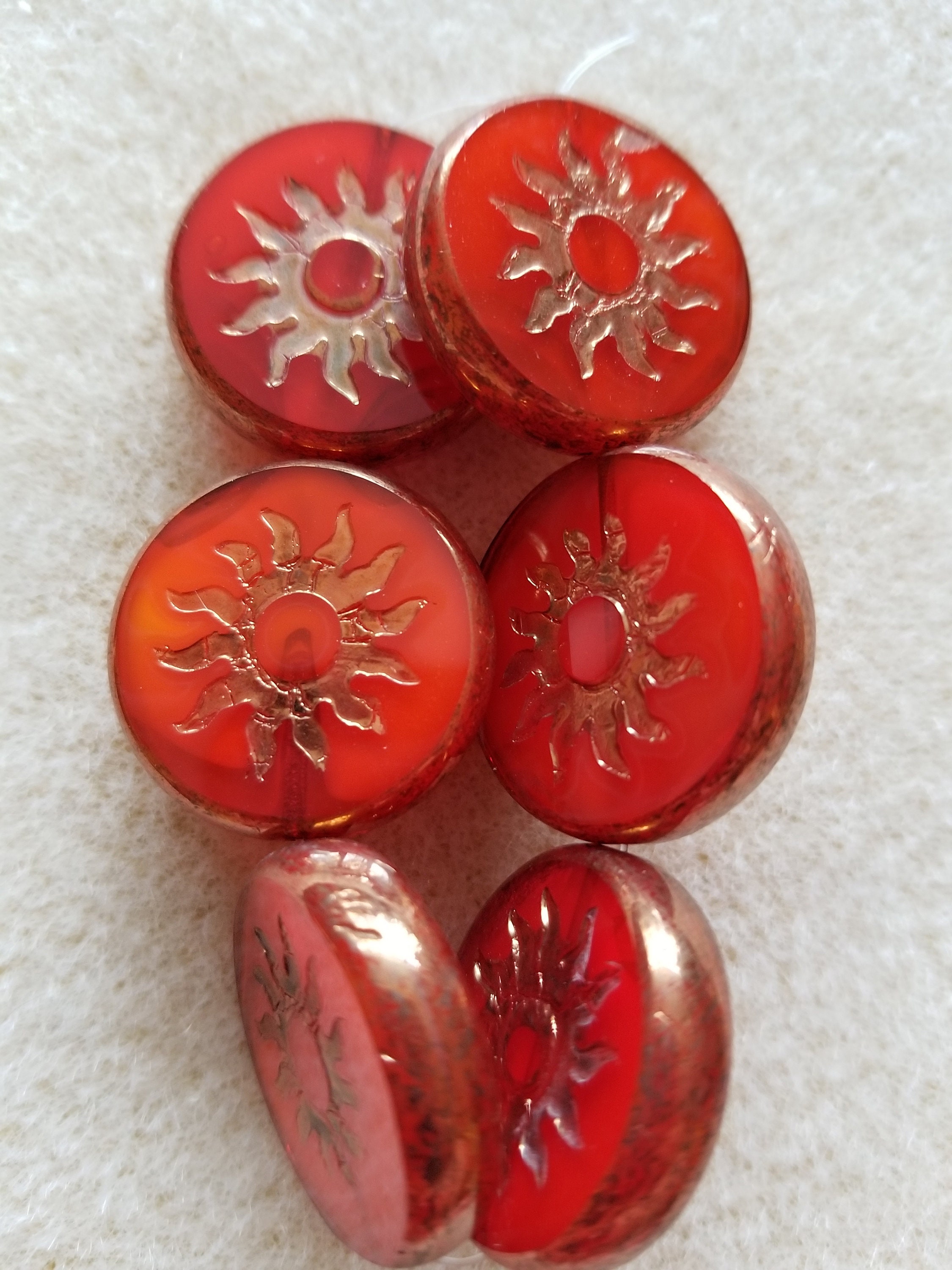 Czech Glass Sun Coin Bead - 22mm Sun Coin Bead- 1 or 2 Pcs- Turquoise ...