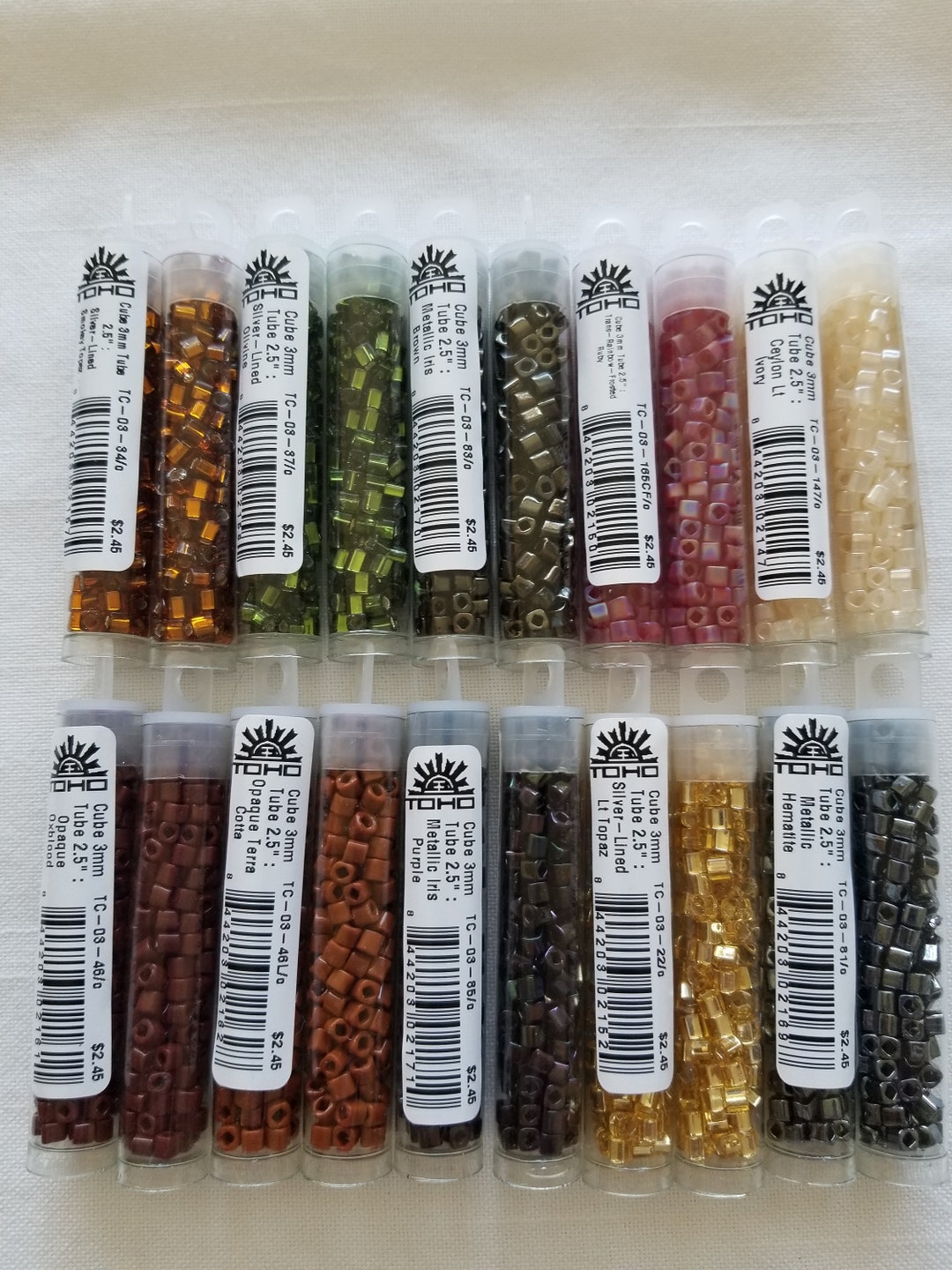 SALE TOHO Glass 3MM Cube Beads, Japanese Seed Beads, Metallic Hematite ...