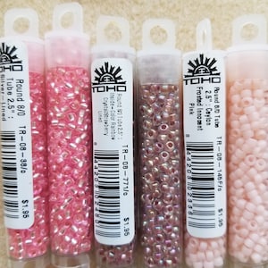 TOHO-8/0 Seed Beads, 3mm Seed Beads, Qty 9 Grams- 350 Beads,pink and ...