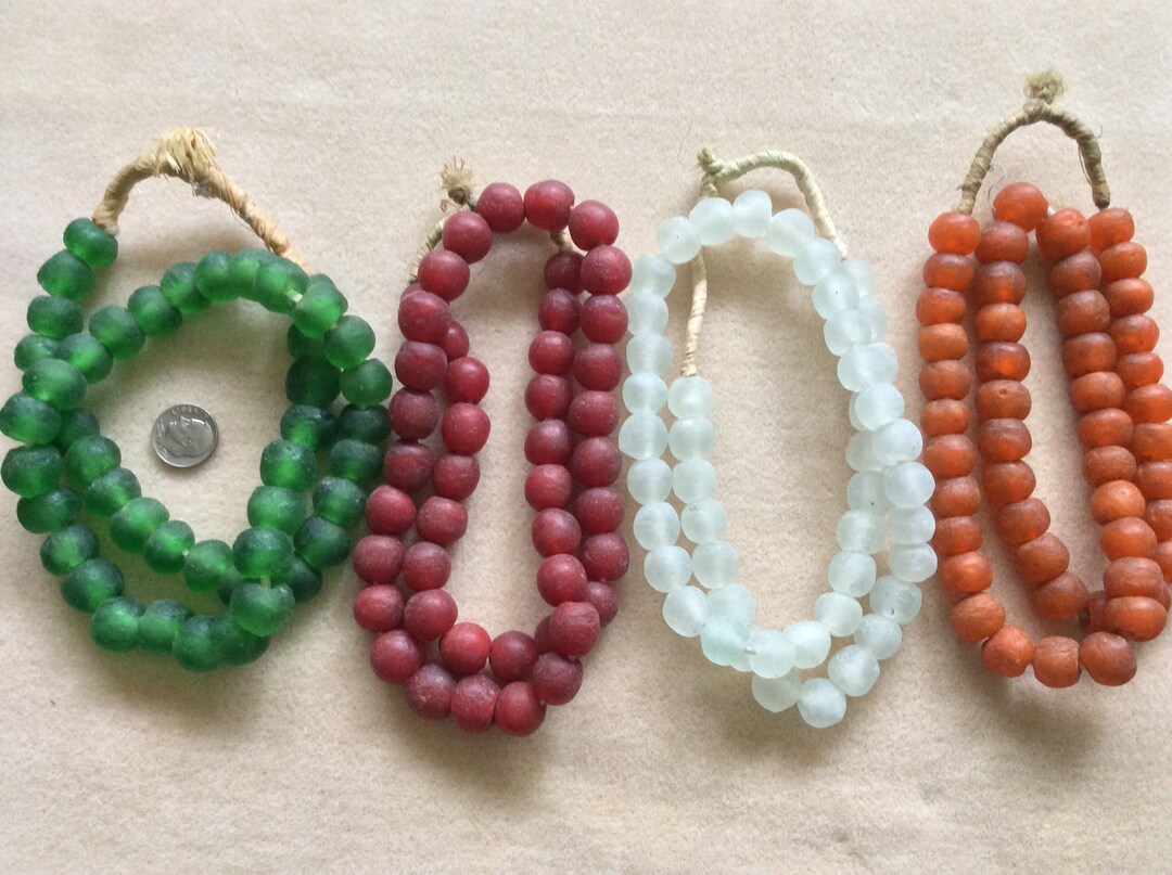 Krobo African Powder Glass Beads,sea Glass Beads,12-16mm,made in Ghana ...