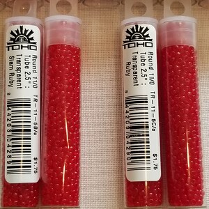 TOHO Seed Beads- 11/0 Size 2.5" Tube- 9 Grams-japanese Seed Beads- Reds ...