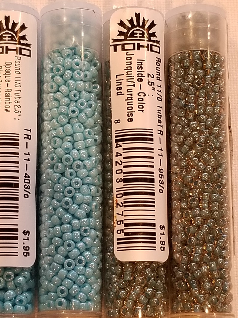 Size 11/0, TOHO, Glass Seed Beads (8-9 Grams),blues and Turquoise ...