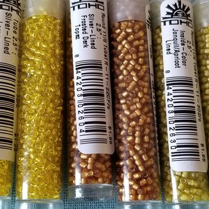 TOHO Seed Beads- 11/0 Size 2.5" Tube, Japanese Seed Beads, Lemon, Topaz ...