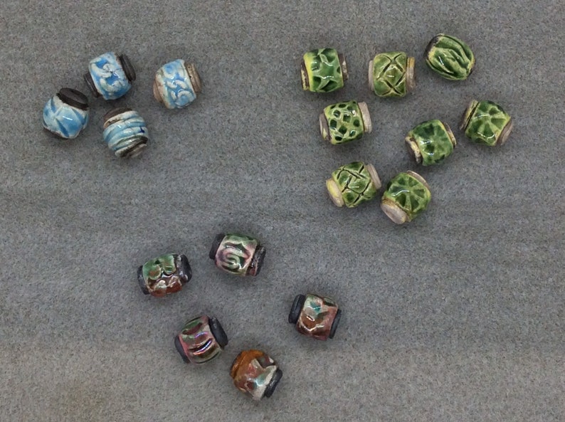 Handmade Raku Ceramic Beads 17/15mm Barrel Beads Large 4mm | Etsy