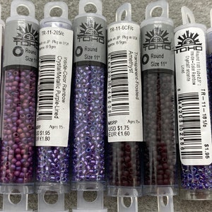 Toho,size 11/0, Seed Beads,purples, Ceylon Gladiola, Matte Andromeda ...