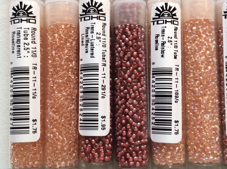 TOHO Seed Beads, Size 11/0, 2.5" Tube, Rosaline, Ceylon Petunia ...