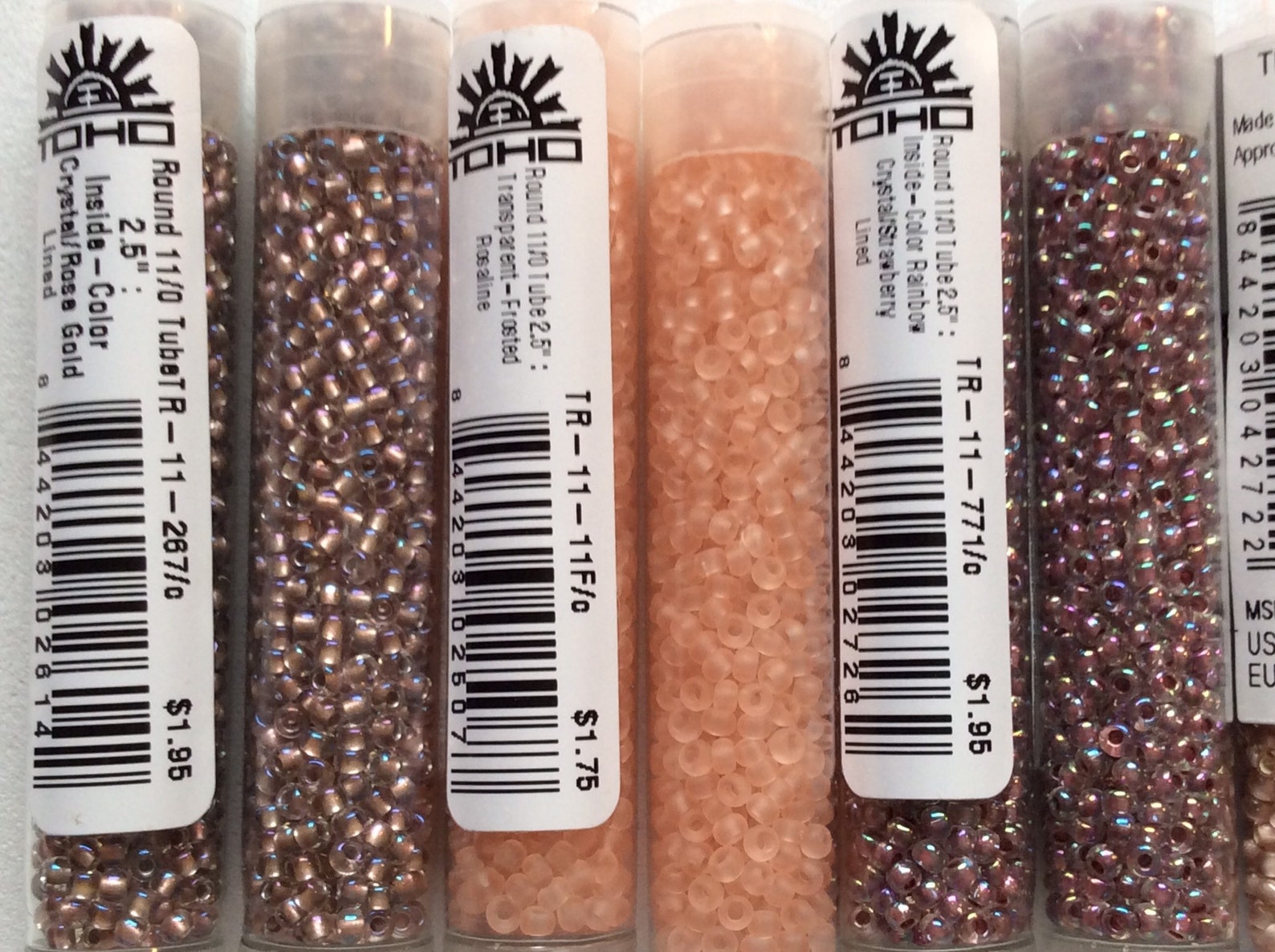 TOHO Seed Beads, Size 11/0, 2.5" Tube, Rosaline, Ceylon Petunia ...