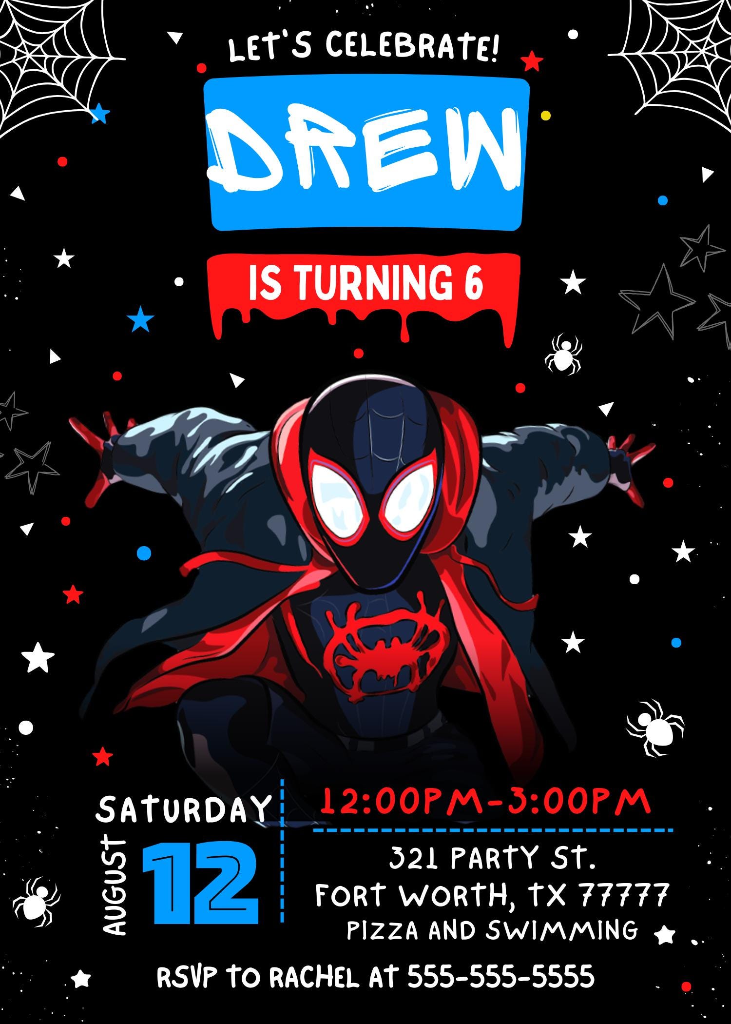Miles Morales Birthday Party Invitation - Etsy