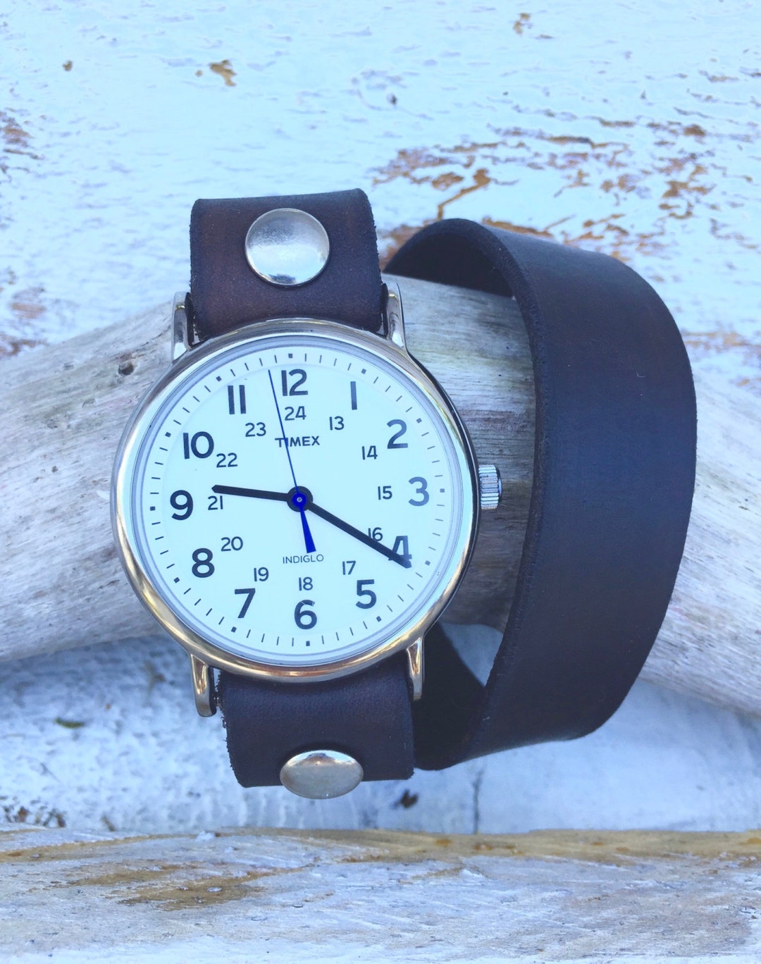 Black Wrap Watch-timex-leather Watch-fossil-bracelet-handmade Watch ...