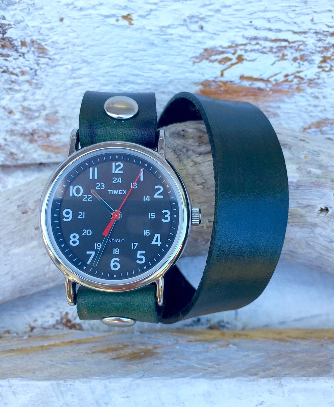 Green Wrap Watch-timex-leather Watch-fossil-bracelet-handmade Watch ...