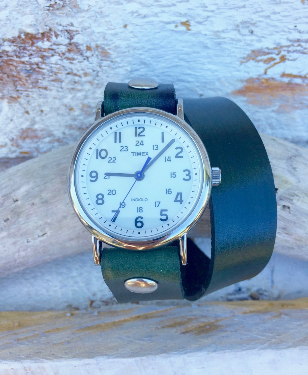 Green Wrap Watch-timex-leather Watch-fossil-bracelet-handmade Watch ...