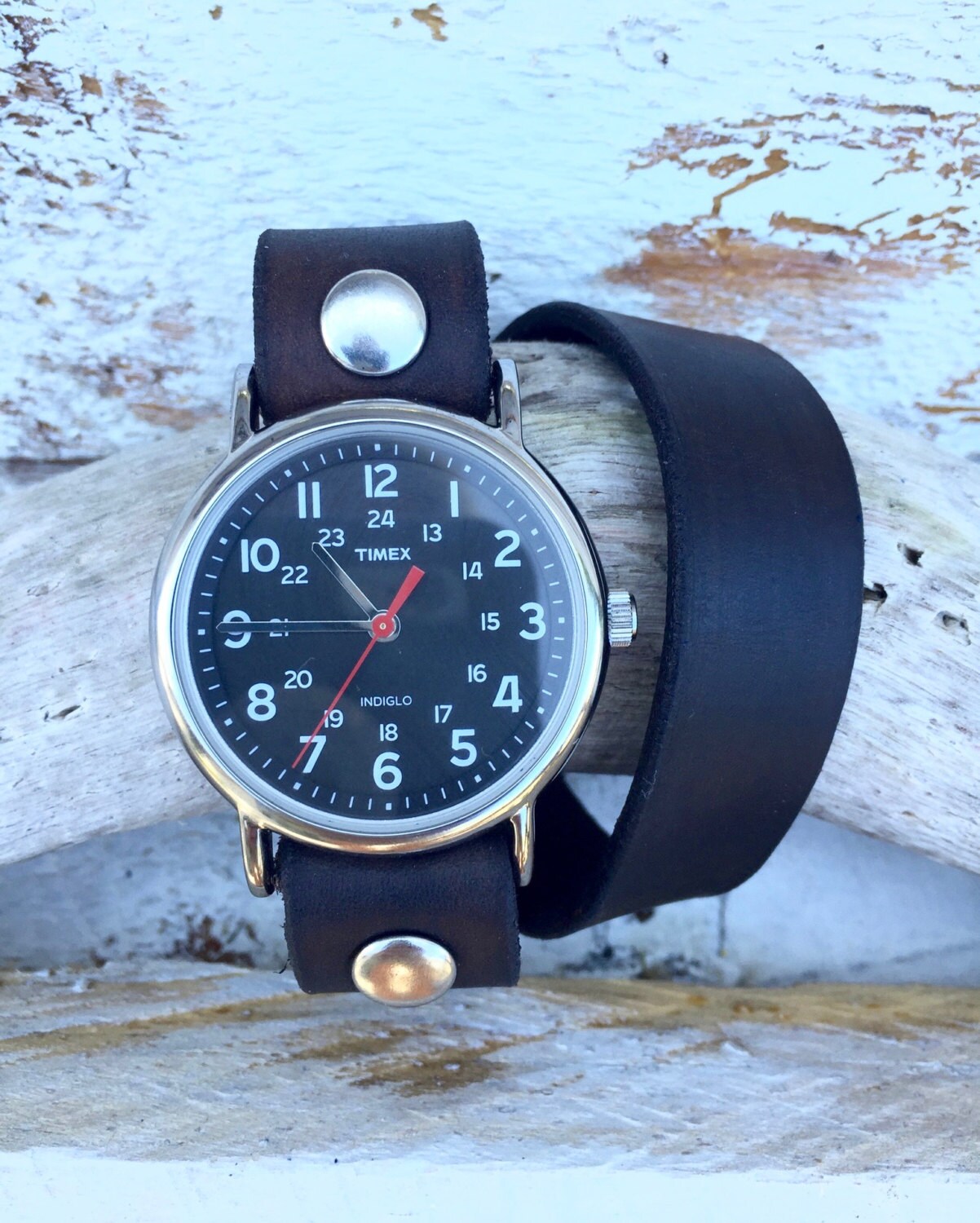 Black Wrap Watch-timex-leather Watch-fossil-bracelet-handmade Watch ...