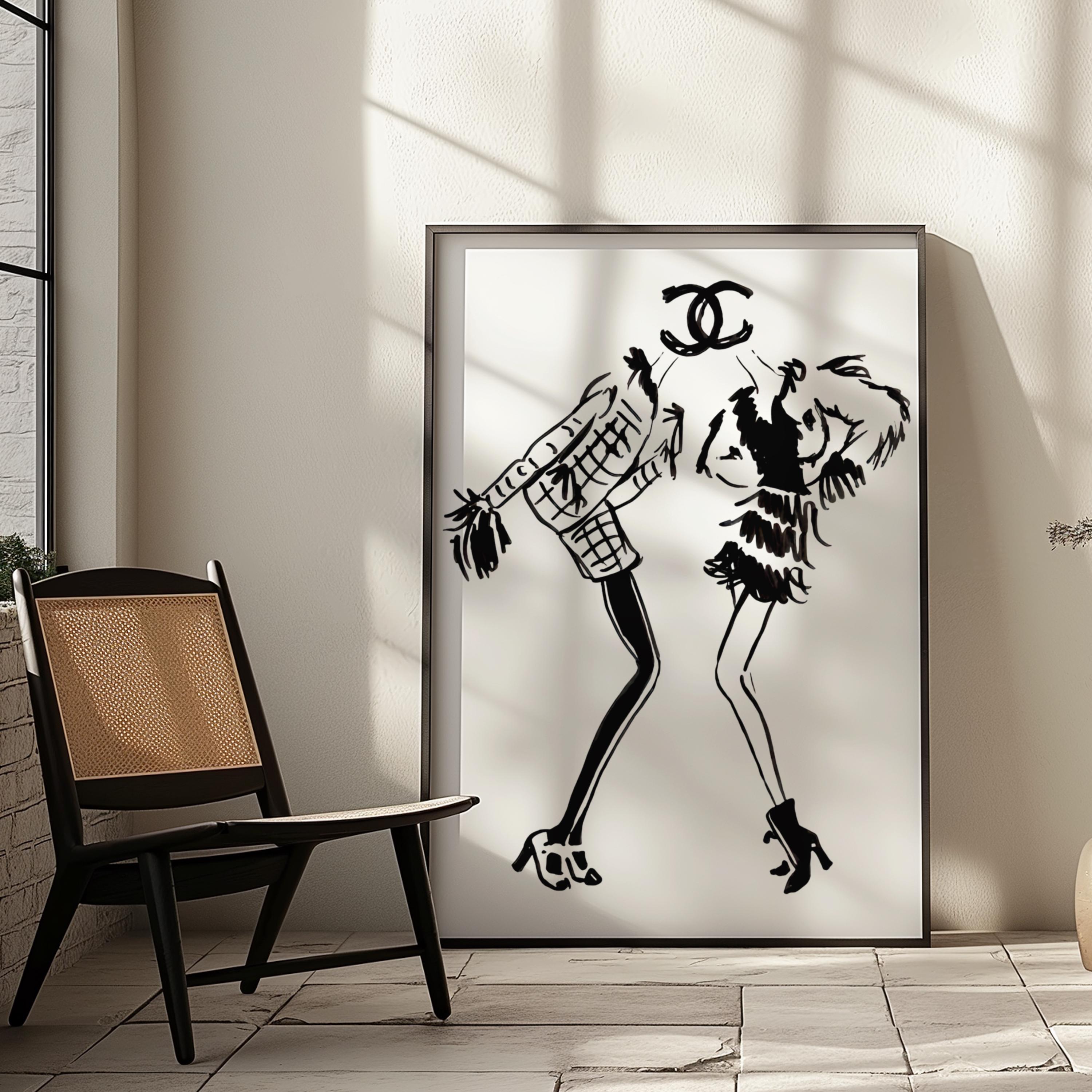 Chanel Drawing Print, Fashion Magazine Wall Art, Trendy 70s Poster ...