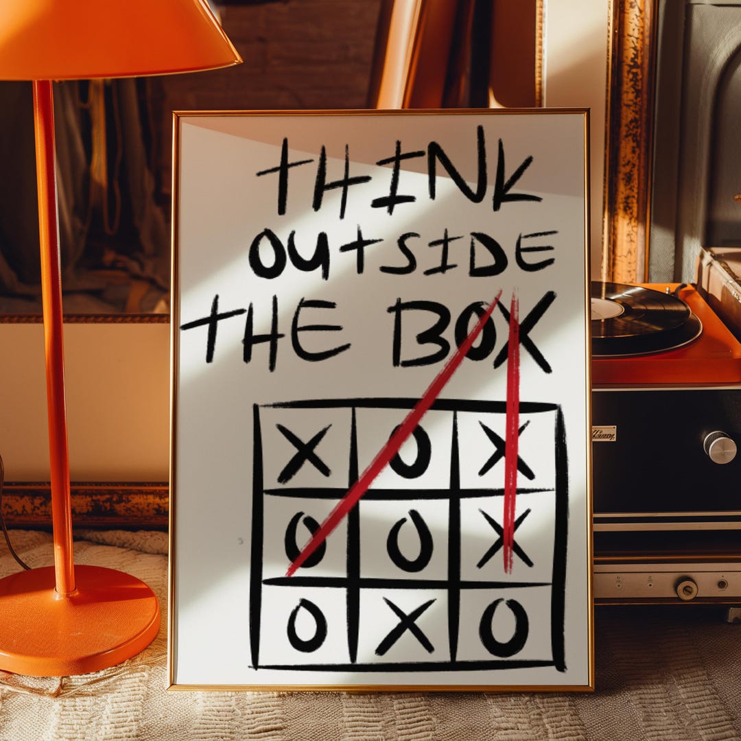 Think Outside of the Box Poster, Tic Tac Toe Typography Print, Trendy ...