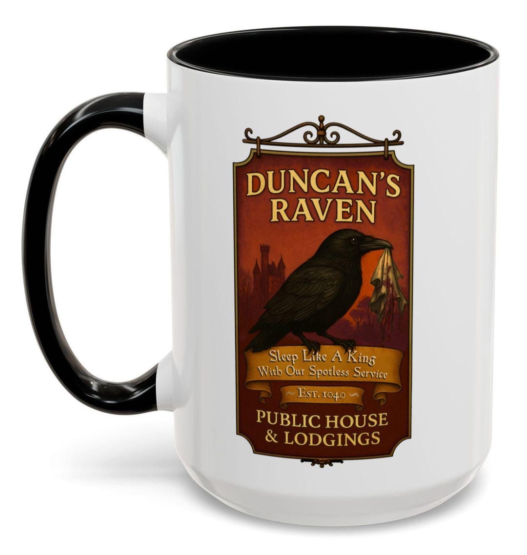 William Shakespeare Mug: Macbeth Parody Pub Sign - Duncan's Raven ...
