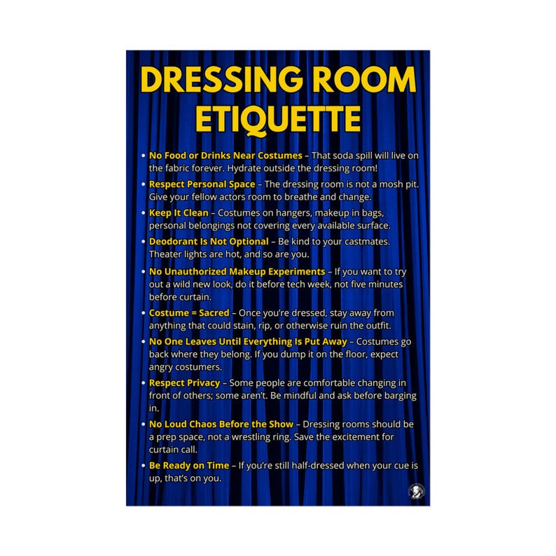 Theater Classroom Decor - Dressing Room Etiquette Poster - Green Room ...