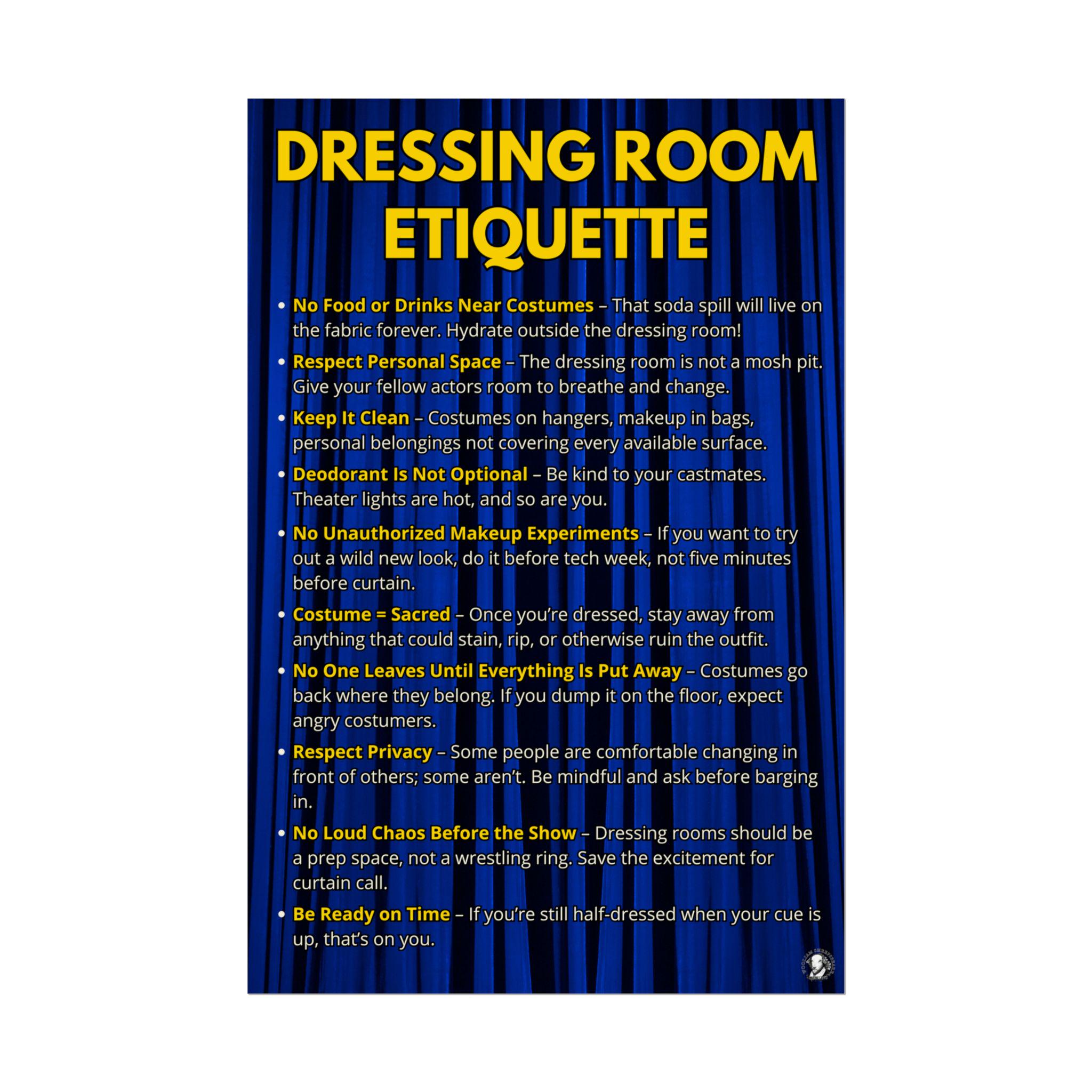 Theater Classroom Decor - Dressing Room Etiquette Poster - Green Room ...