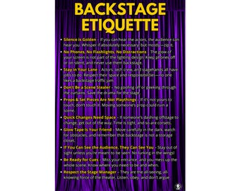 Backstage Etiquette Poster: Theater Classroom Rules - Drama Club Decor ...