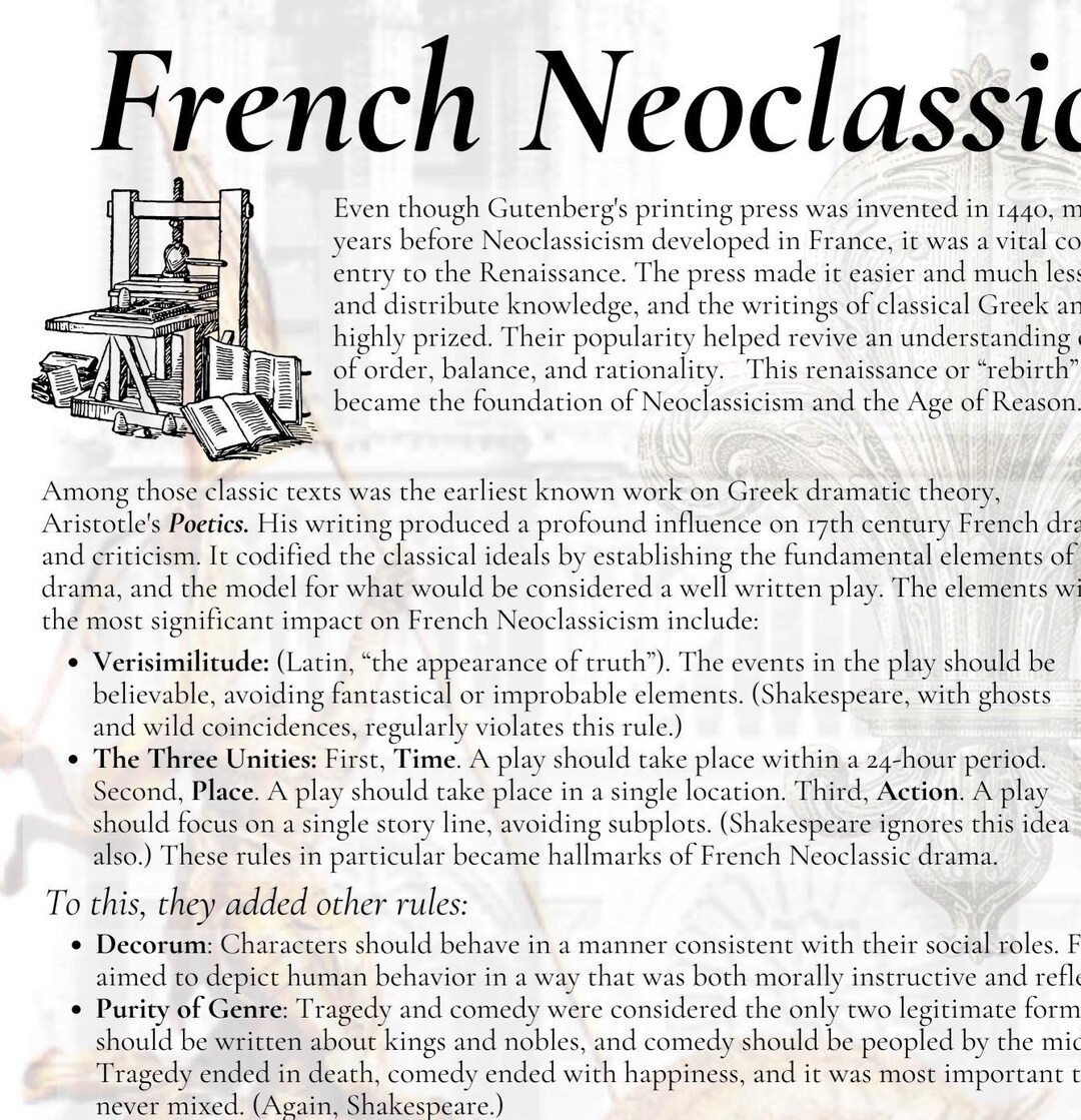 Digital Download Classroom Decor - French Neoclassicism Theater ...