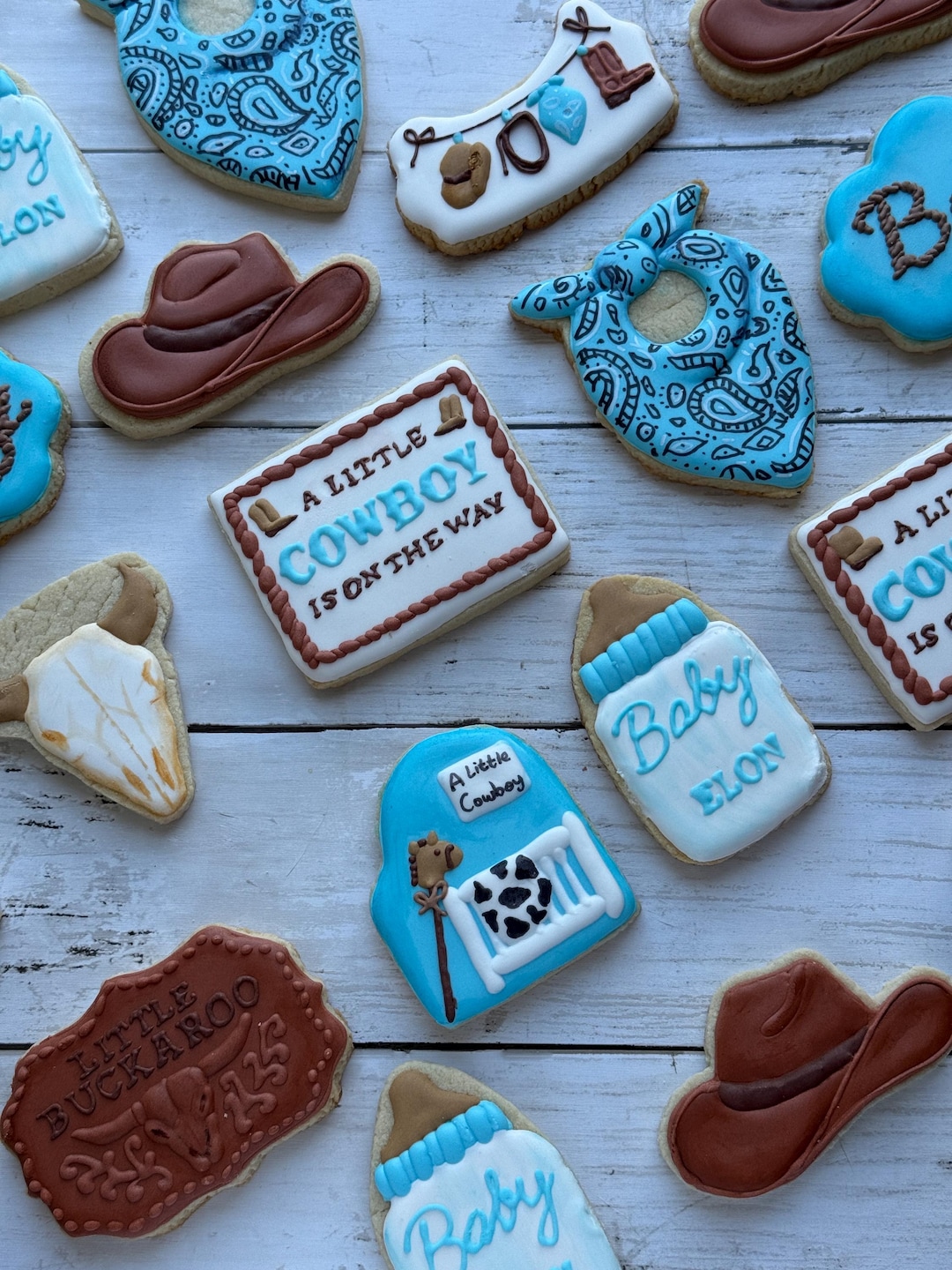 A Little Cowboy is on the Way – Western Baby Shower Cookie Set – Custom ...