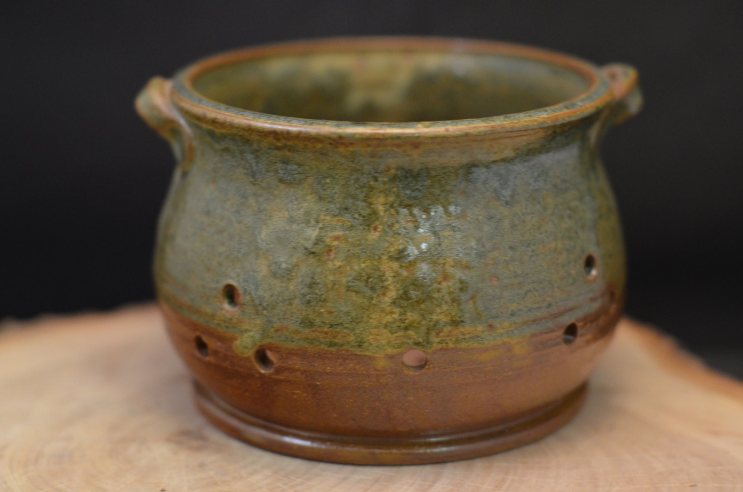 Handmade Ceramic Berry Colander Antique Blue and Redwood - Etsy