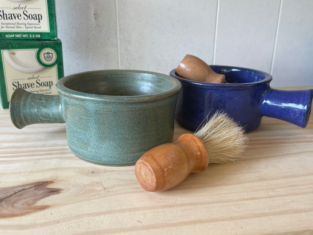 Shaving Dish Gift Set | Soap and Brush Included | Handmade Stoneware ...