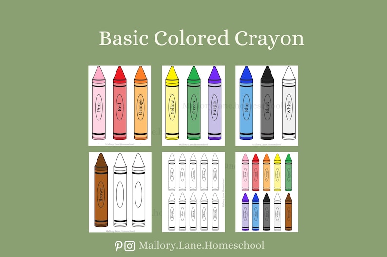 Basic Colored Crayon | Printable | Classroom | Homeschool - Etsy