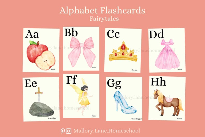 Alphabet Flashcards | Fairytales | Homeschool Preschool - Etsy