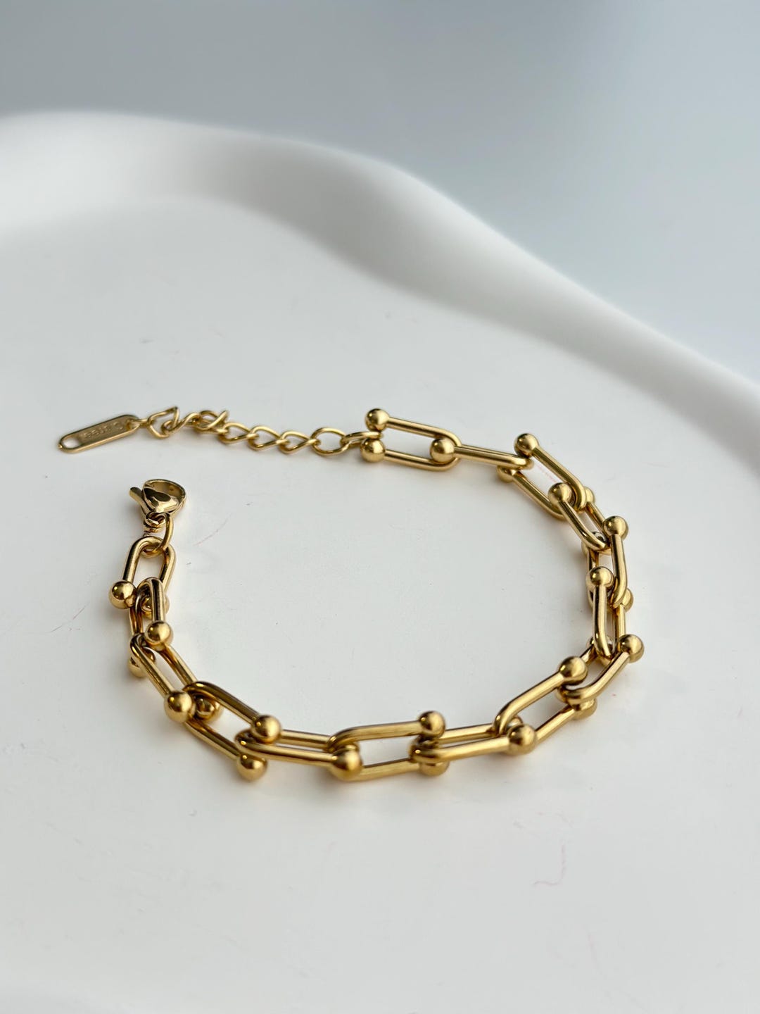 U Shaped Stainless Steel Chain Bracelet Gold U Link Bracelet Chain Gift ...