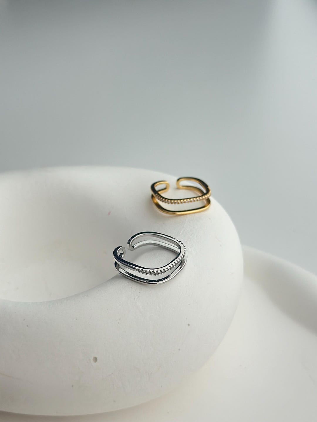 Diamond Double Row Gold Ring Diamond No End Ring Wedding Band Perfect ...