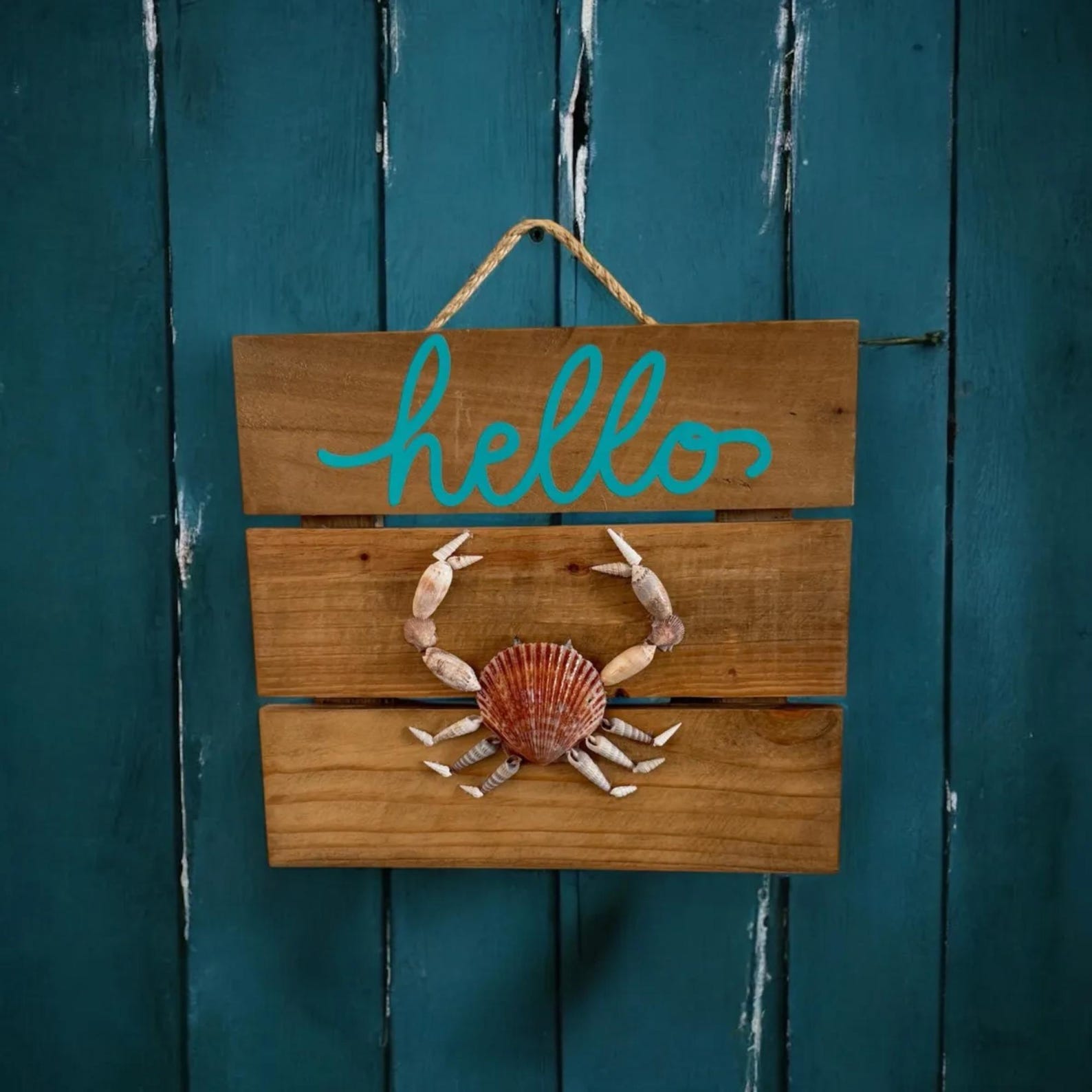 Hello Crab, Coastal Wall Sign - Etsy