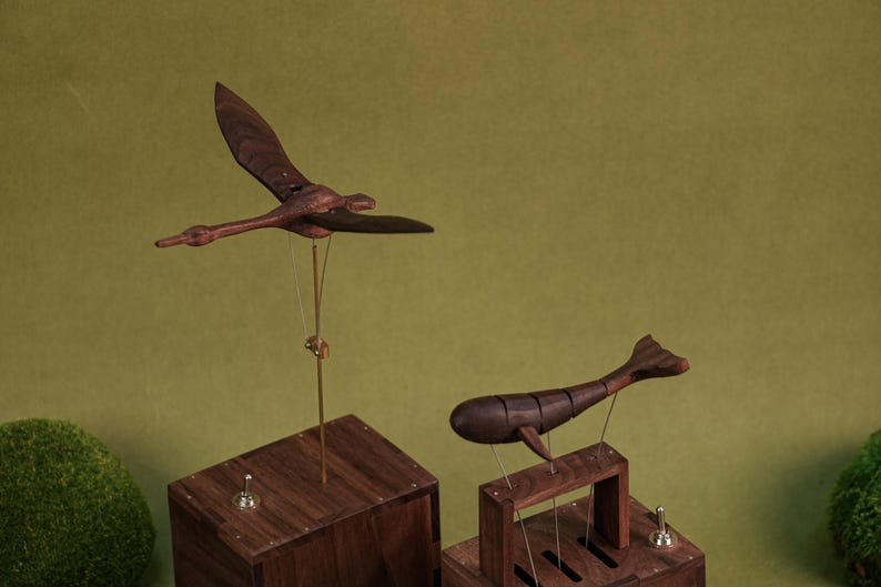 Whale Automata, Swan Automata, Automata Music Box, Wooden Mechanical ...