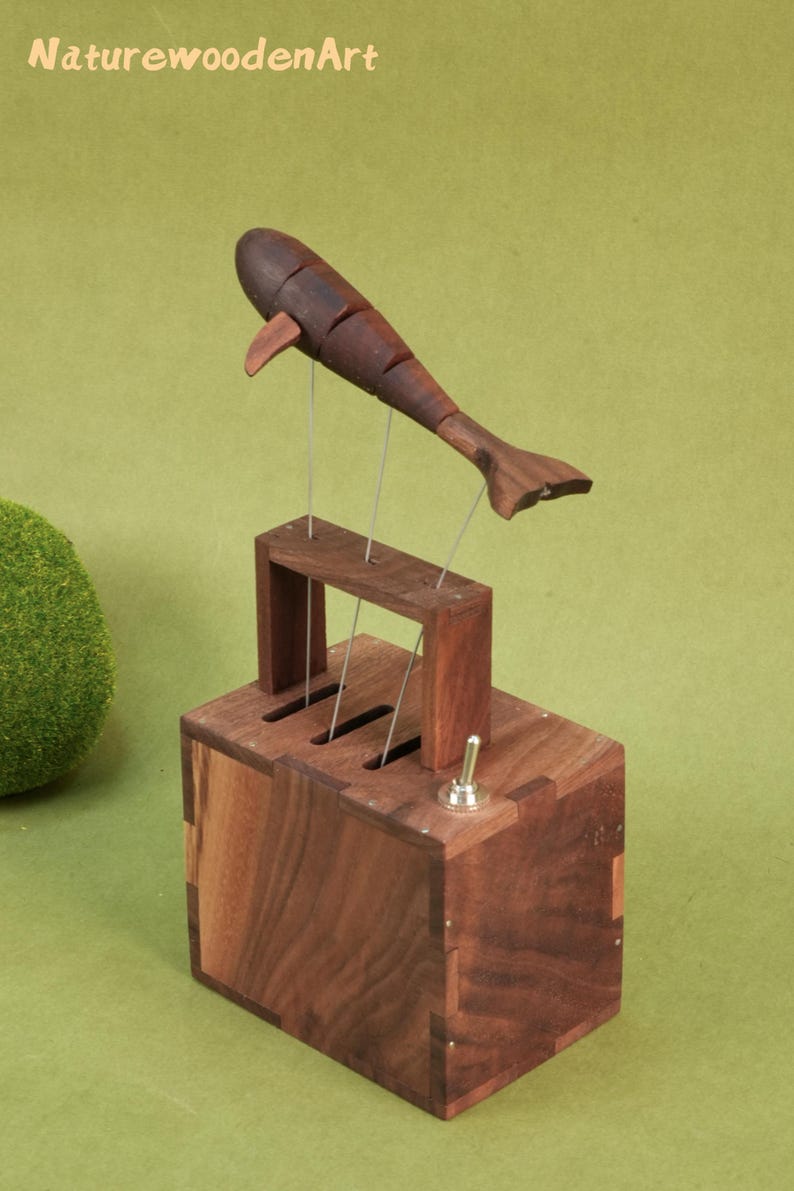 Handmade Wooden Whale Automata Music Box,wooden Whale Mechanical Toy ...