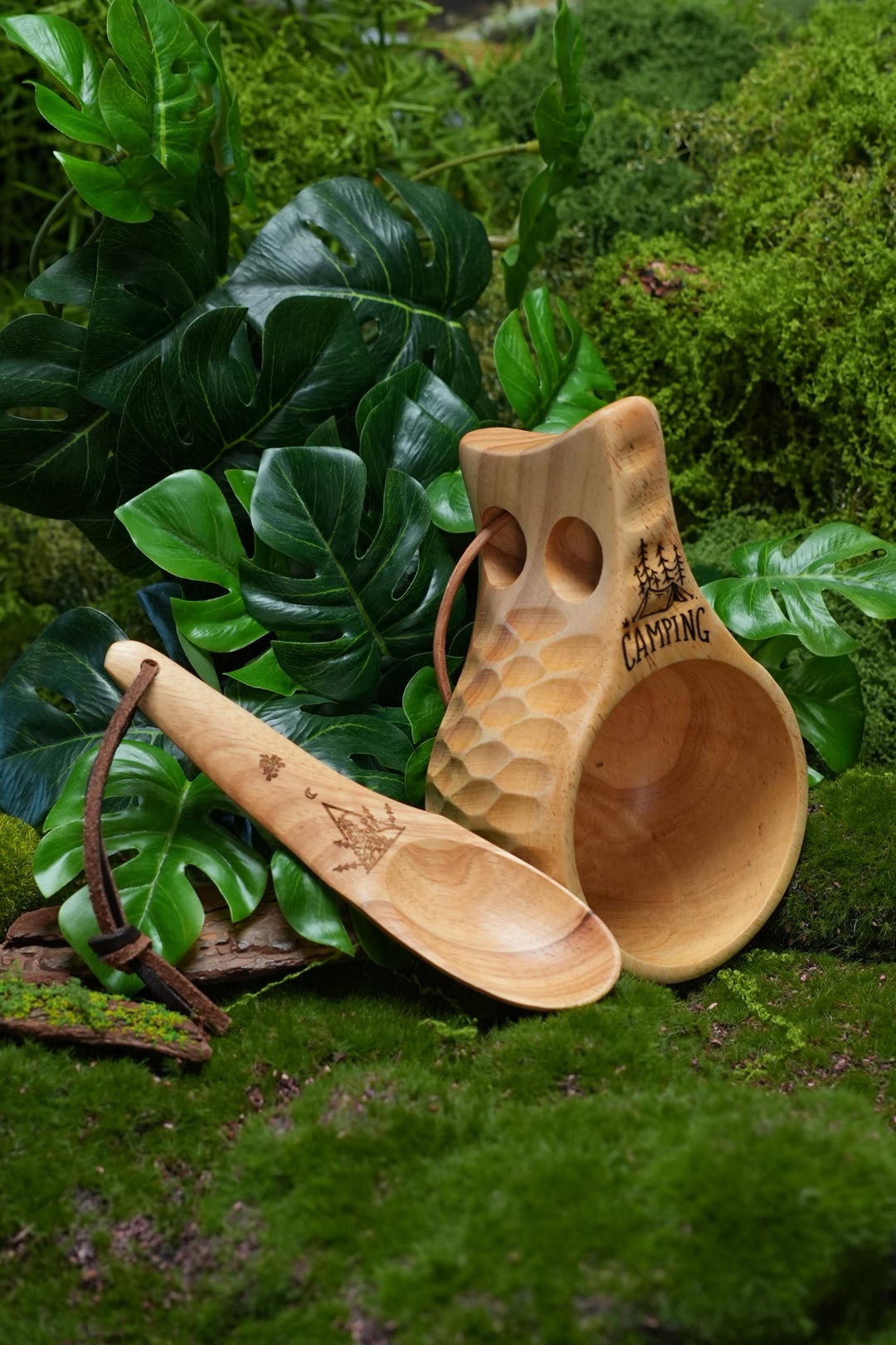 Hand-carved Wooden Camping Spoon, Wooden Oak Kuksa Cup-bowl, Wooden ...
