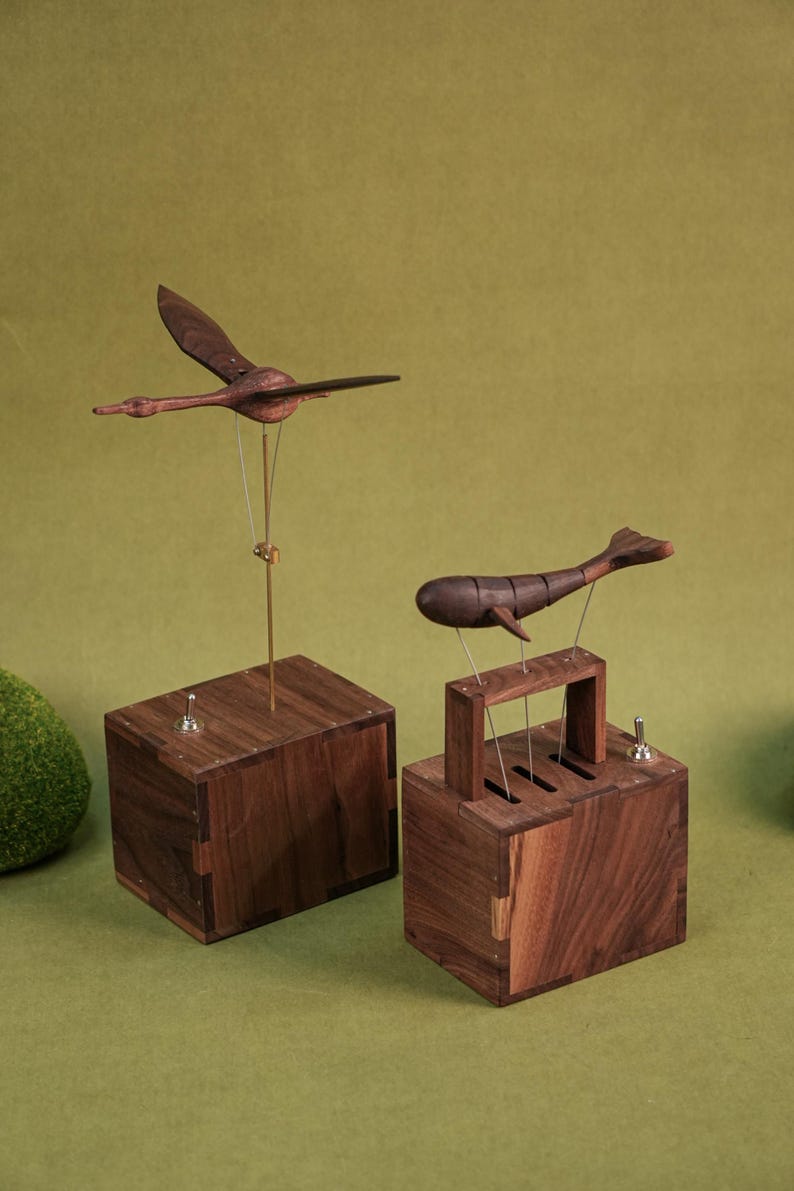 Whale Automata, Swan Automata, Automata Music Box, Wooden Mechanical ...