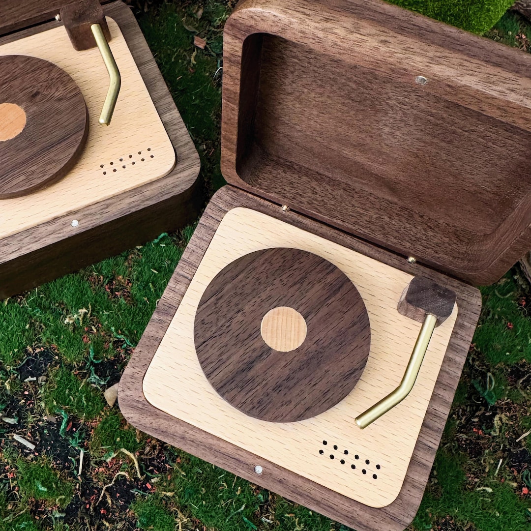 Handcrafted Wooden Record Player Music Box,handcrafted Music Box Gift ...