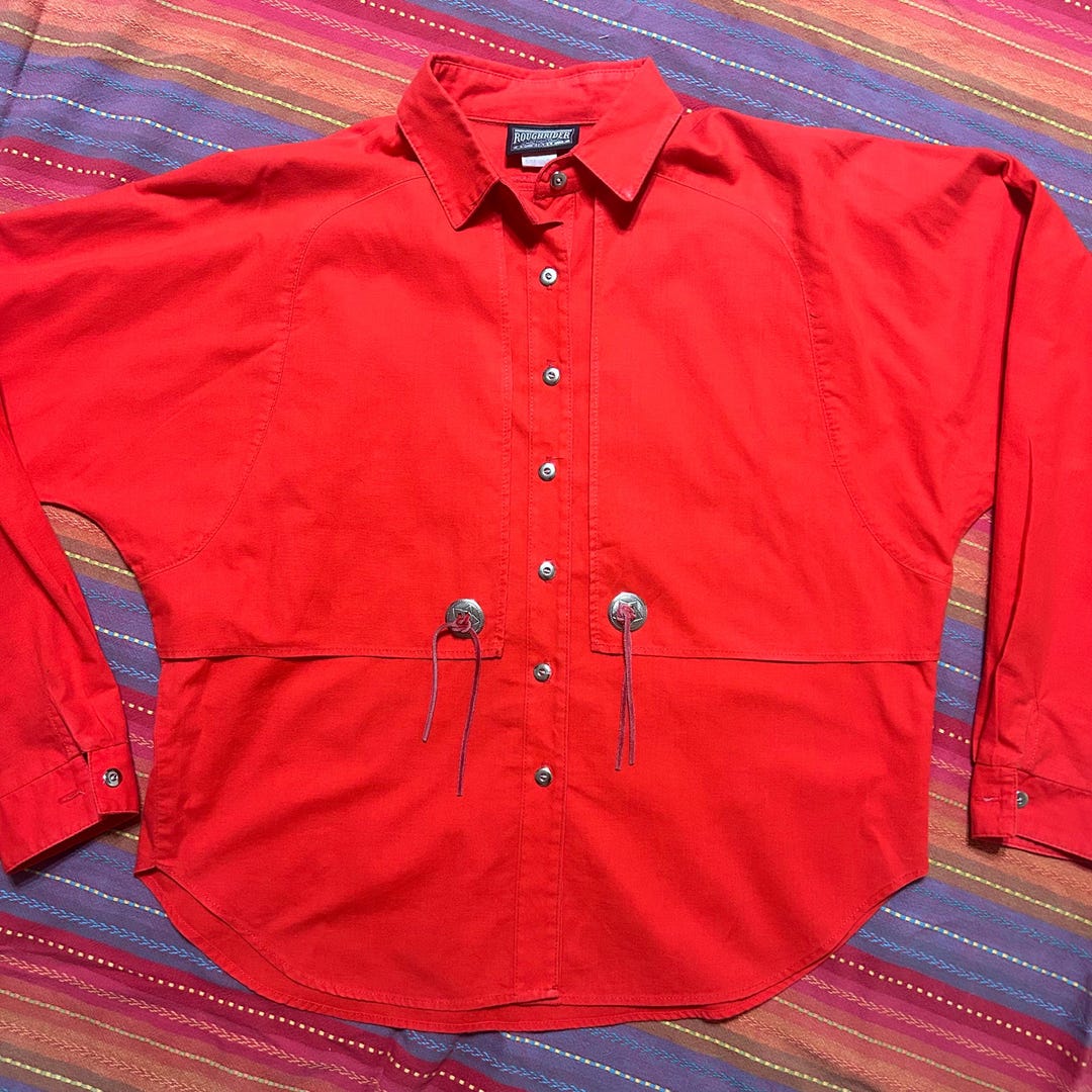 Vintage Roughrider Red Concho Detail Button up Size Large, Vintage ...
