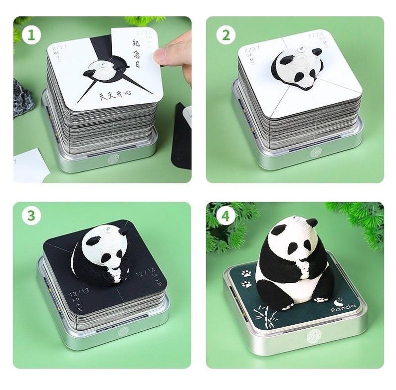 2025 Desk Calendar, 3D Paper Art Calendar, 3D Panda Design Calender ...