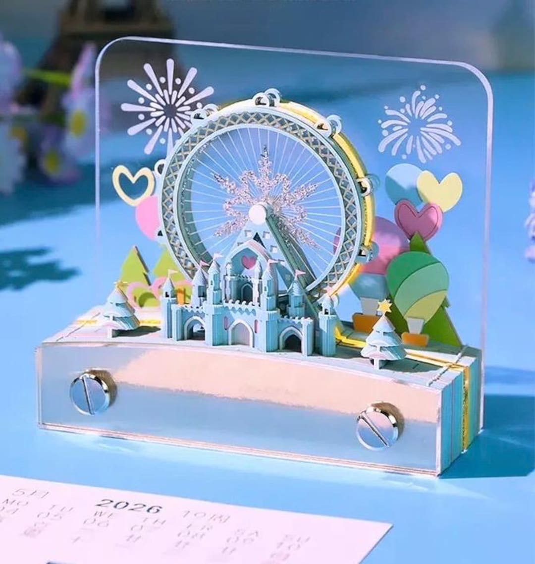3D Ferris Wheel Illuminated Pop-up Memo Pad, 3D Paper Art Sculpture ...
