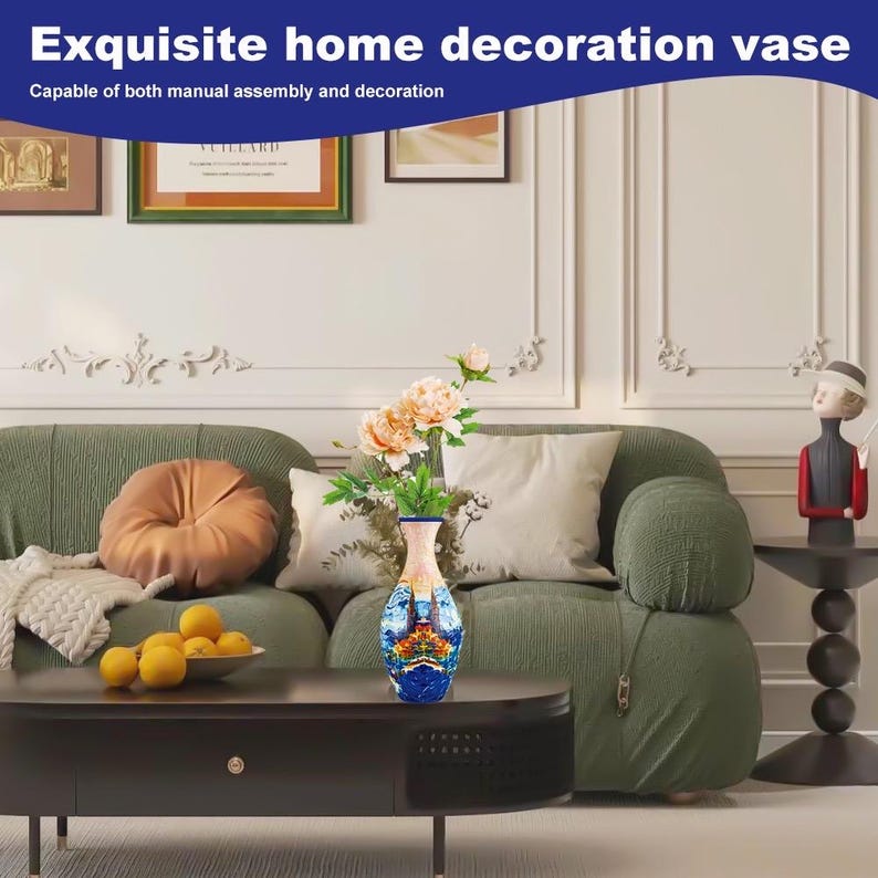 3D Lovely Blue Hummingbird Puzzle Vase, DIY 3D Jigsaw Flower Vase ...